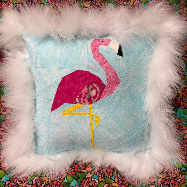 Flamingo Quilt Block Pattern, 3 Sizes PDF Instant Download, Foundation ...