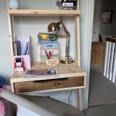 Lean to Desk Handmade Wooden Ladder Desk With Drawer - Etsy UK
