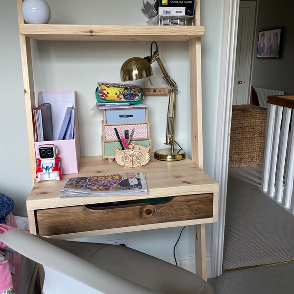 Lean to Desk Handmade Wooden Ladder Desk With Drawer - Etsy UK