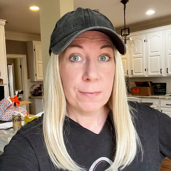 100 Human Hair Chemo Hat Womens Faded Black Hat With Hair Attached Perfect For Those Who