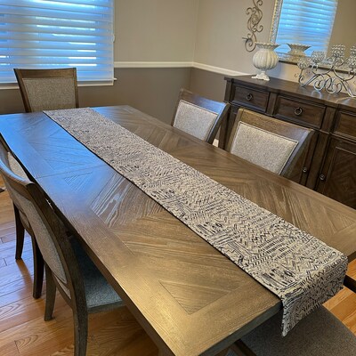 Blue Peach White Modern Farmhouse Quilted Table Topper, Dresser Scarf ...