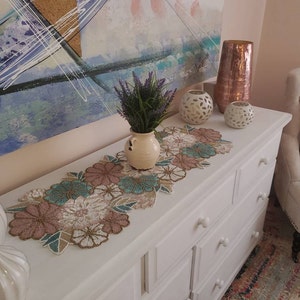 Table Runner Handmade Beaded Spring Runner Floral | Etsy