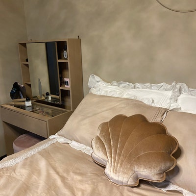 Velvet Shell Pillow beige Pearl, Decorative Shell Pillow, Velvet Pillow ...
