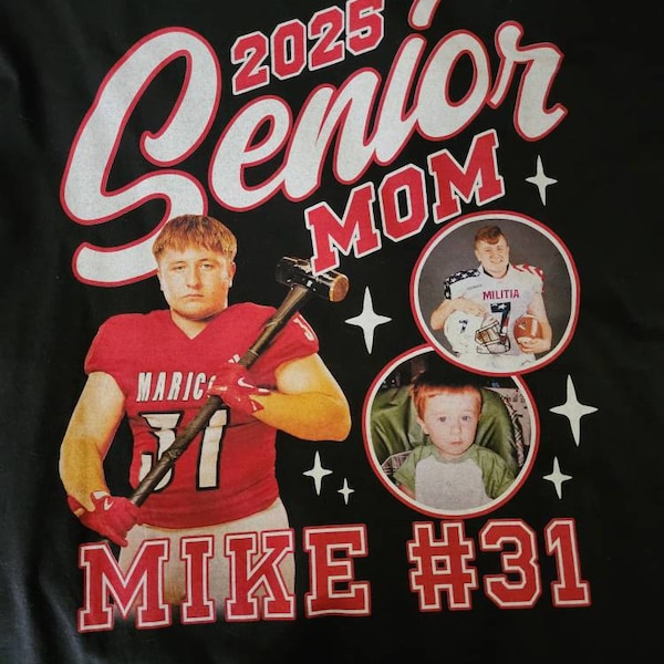 Custom Photo Collage Football Senior Mom Shirt, Personalized 90s Style ...