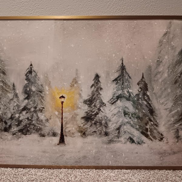 Narnia Lamppost, C.S. Lewis Print, Snow Pine Trees, Winter Wall Art ...