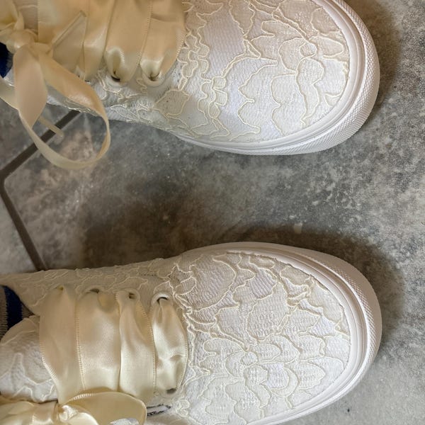 Custom All White Platform Pearls Crystal Wedding Converse for Bride ...