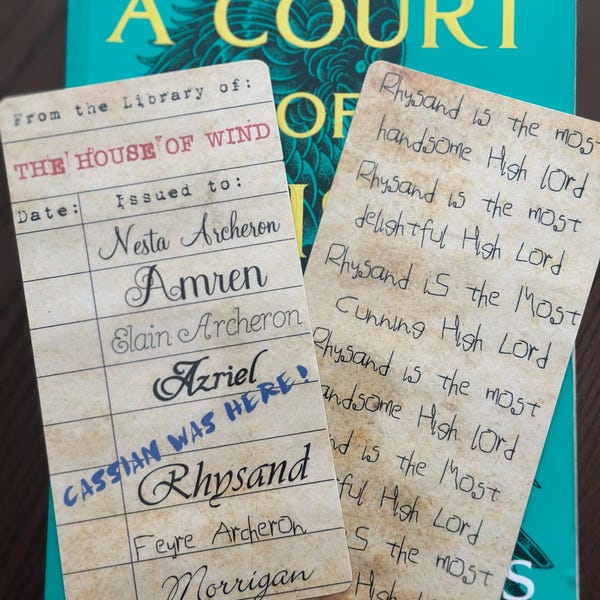 ACOTAR House of Wind Library Card Bookmark | A Court of Thorns and ...