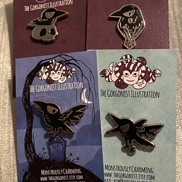 Furious Crow Cute Black Bird Hard Enamel Pin - Etsy