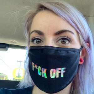 FCK OFF Holographic Black Face Mask For Festivals and Raves | Etsy