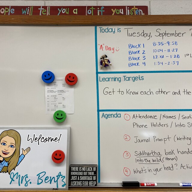 Classroom Whiteboard Organization