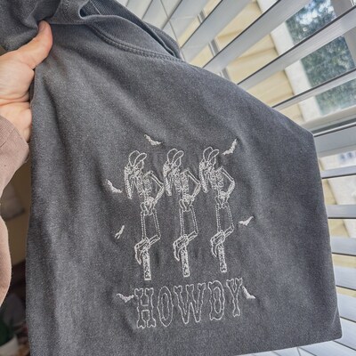 Halloween Howdy Embroidery Design, Halloween Dancing Skeleton Western ...