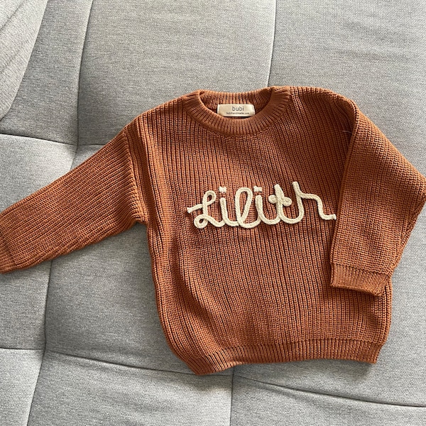 Grobstrick Pullover mit Personalisierung chunky knit sweater ...