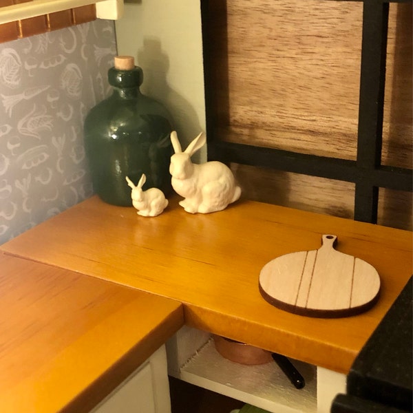 Detailed Antique White Dollhouse Rabbit Figurines 1:12 Miniature Modern ...