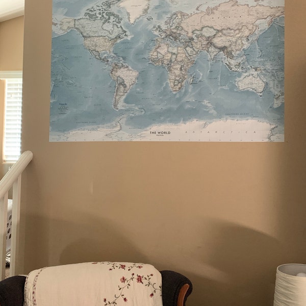 Giant World Map Wall Mural - Removable Wallpaper Map of the World ...