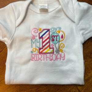 My 1st Birthday Applique Digital Machine Embroidery Design 4 Sizes ...
