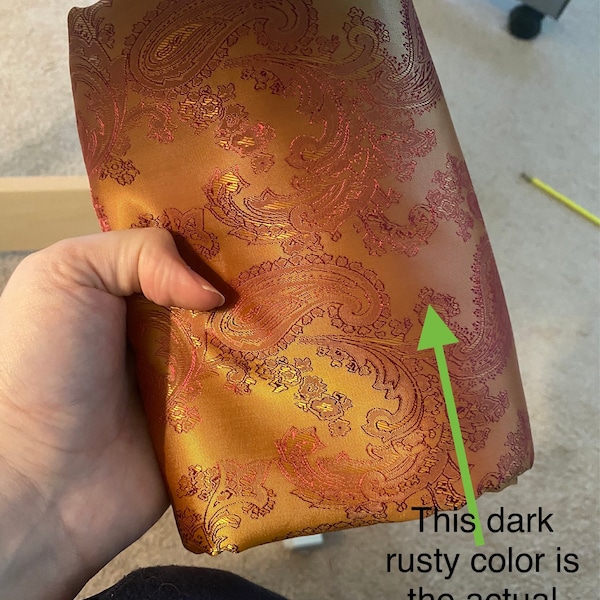Orange Red Paisley Lining Fabric Ships From USA Jacquard Custom ...