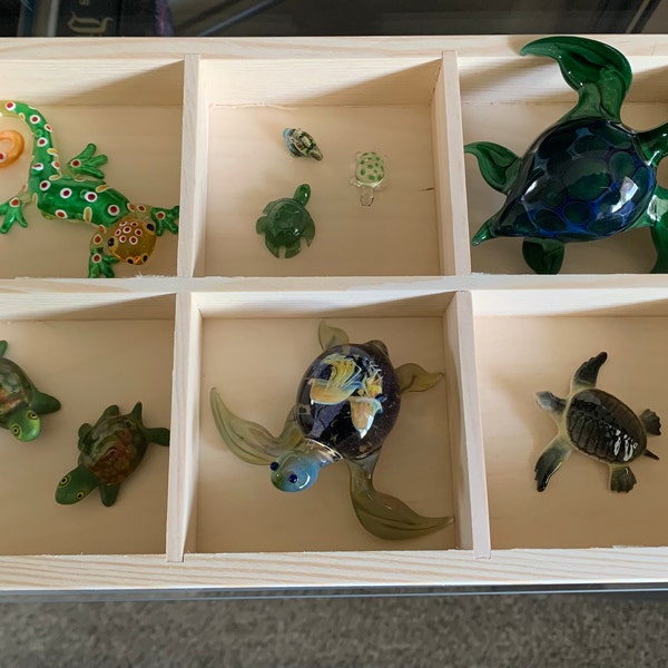 Brown Wooden Display With 28 Compartments Shadow Curio Box Teak Color ...