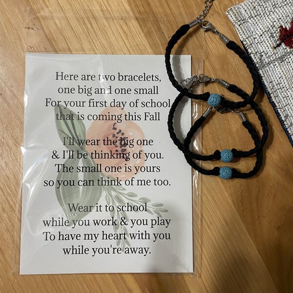 First Day of School Comfort Bracelet / Matching Lava Bead Bracelets ...