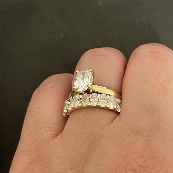 1.35 TC Oval Cut Moissanite Wedding Band-oval Cut Half Eternity Band ...
