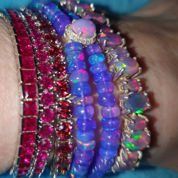 Lavender Fire Ethiopian Opal Bar Pendant Necklace, Handmade Pendant ...