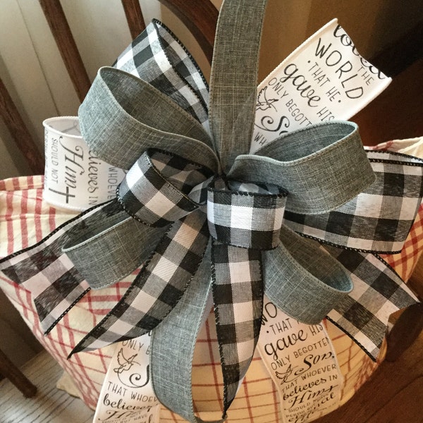Religious Bow, John 3:16 Bow, Buffalo Check Bow, Burlap Bow, Religious ...