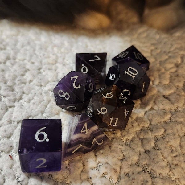 Natural Amethyst Dice Set| Gemstone D20 D&D Dice Set| Dungeons and ...
