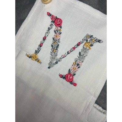 Machine Embroidery LETTER M Uppercase 3/7,5 Cm Dainty Floral Font ...