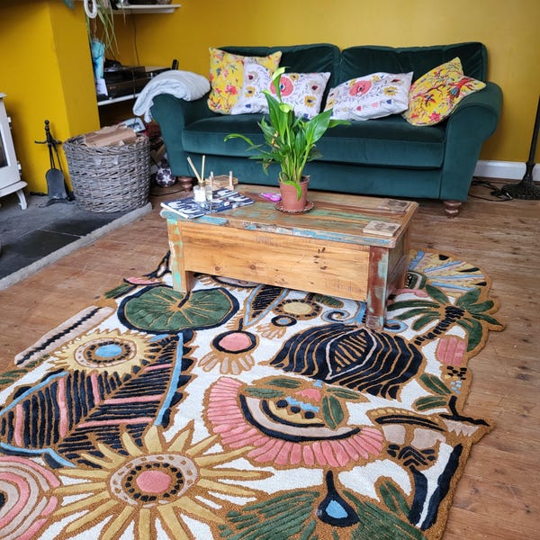 New Hand Tufted Modern Rug High and Low Area Rug Handmade 100% Wool Rug ...