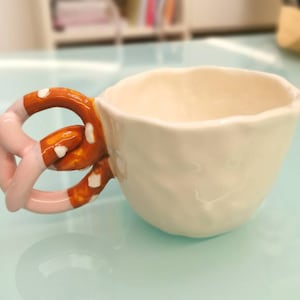 Light Blue Checkered Mug & Saucer Set Handmade Ceramic Unique Coffee ...