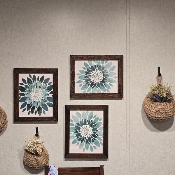 Navy Yellow Aqua Flower Wall Art - Flower Burst Dahlia Petal Prints ...