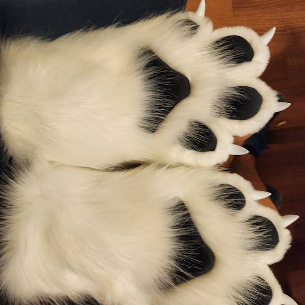 Furry Paws With Star Pattern and Colorful Style Fluffy Fursuit Partial ...