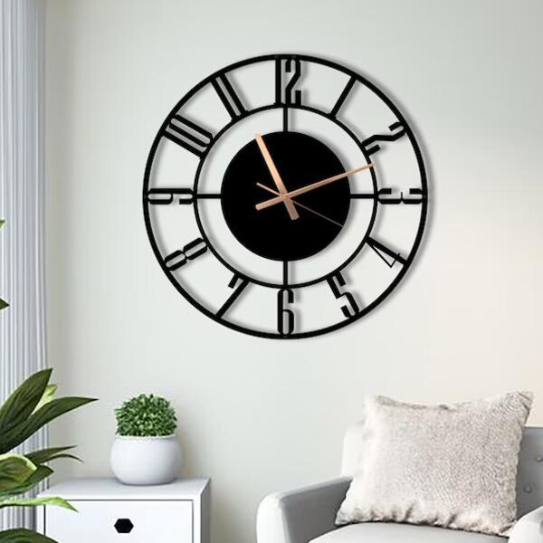 Eagle Design Metal Wall Clock, Oversized Metal Wall Clock, Round Modern ...
