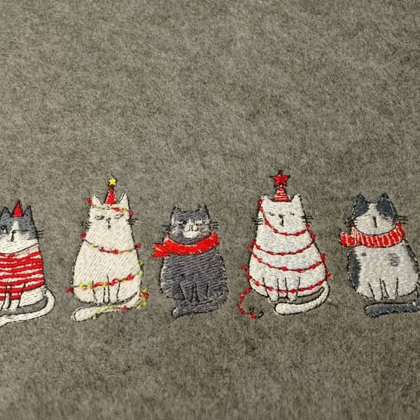 Christmas Cats Embroidery Design, Merry Christmas Embroidery Machine ...