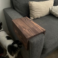 Sofa Arm Rest Table With Magazine Stand, Modern Wood Armrest Table ...