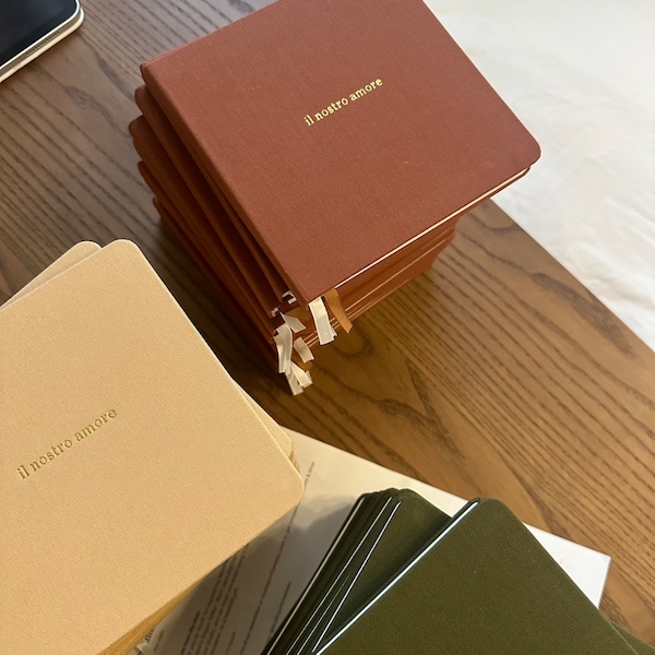 Custom Text Foil Embossed Square Linen Notebook. Personalized Linen ...