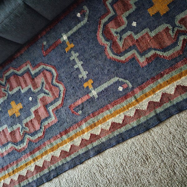 Handmade Kilim Runner Rug for Home Decor/ Handwoven Wool and Jute ...