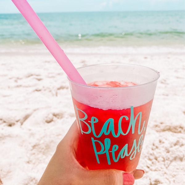 Beach Please Cups - Bachelorette Party Cups - Plastic Beach Cups ...