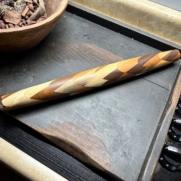 Handcrafted French Rolling Pin: Multi-wood Artisan Design in Black ...