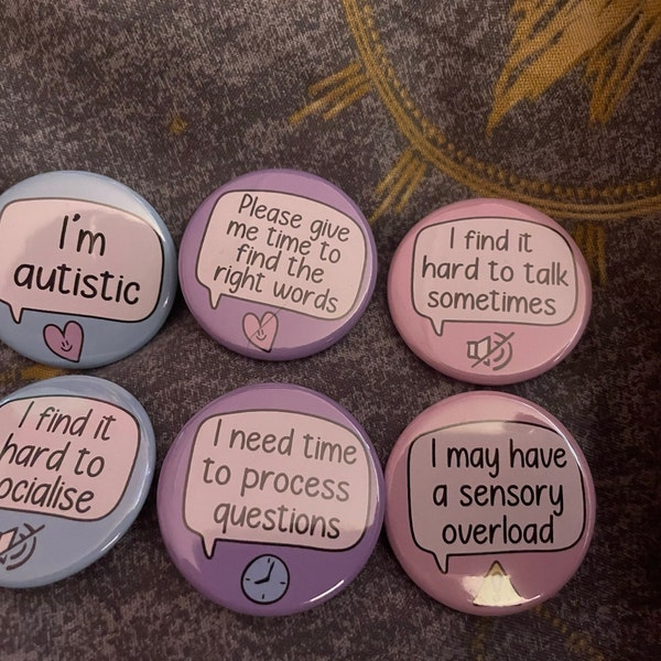 Autism Badge Set | INCLUDES 6 Badges | Badge Packs - Autism Gift ...