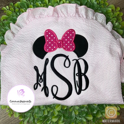 Cute Girly Mouse Ears Applique Monogram Design 3 Sizes 4X4 - Etsy