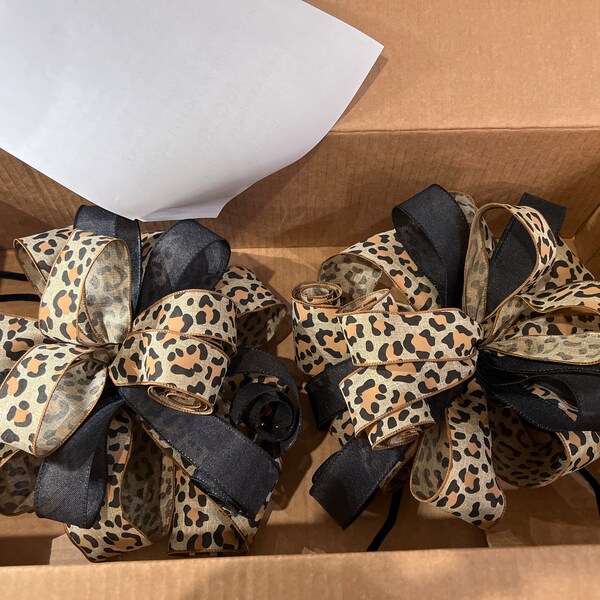 Leopard Bow, Animal Print Bow for Wreath, Leopard Bow for Lantern ...
