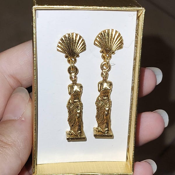 Gold Aphrodite of Milos Stud Earrings, Aphrodite Statue, Venus De Milo ...