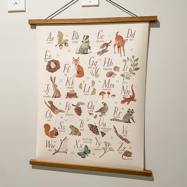 Woodland Alphabet Poster, Woodland Alphabet Print, Woodland Nursery ...