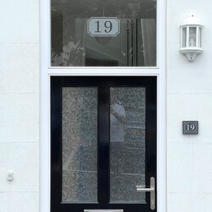 Traditional Round Double Border House Number Decal Etched Glass Style ...
