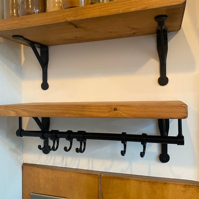 Black Iron Hook Rail Minimal Kitchen Utensil Pot Pan Hanging Rail ...