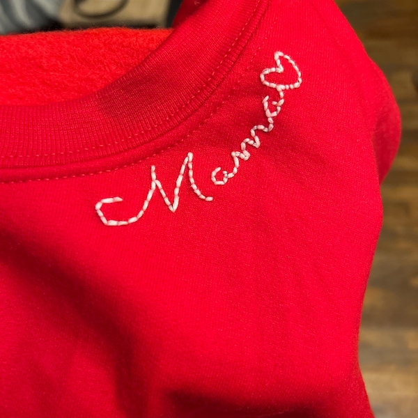 Collar Stick and Stitch Name Hand Embroidery, Custom Neck Stick Stitch ...