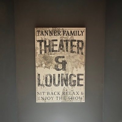 Theater and Lounge Sign Personalized Family Last Name Art Modern ...