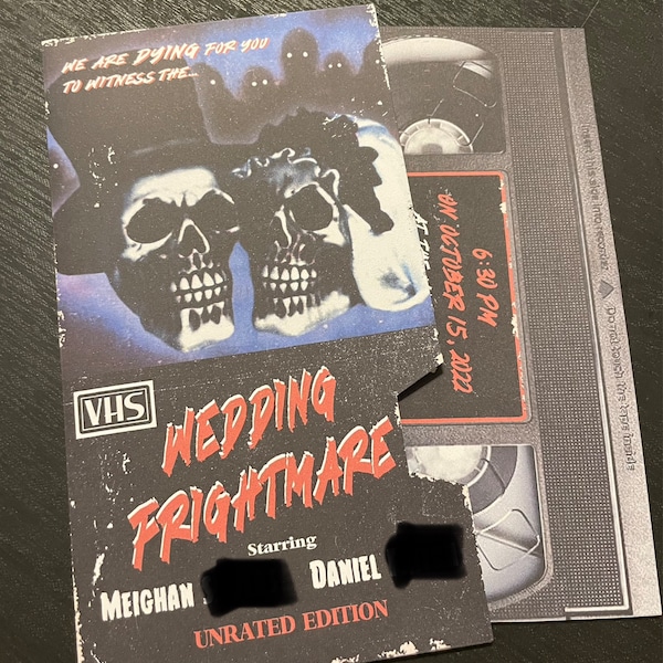Personalised 80's Horror Movie VHS Tape Inspired Wedding Invite ...