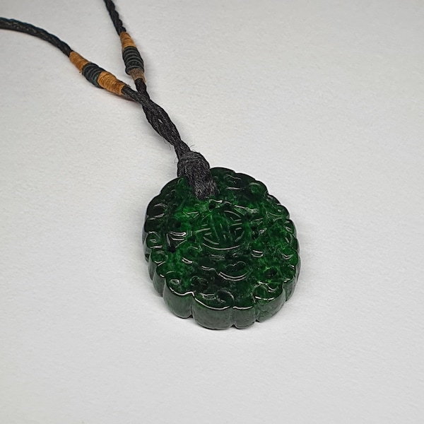 Jade Carving: One(1) Round Hand Carved Natural Color Jadeite Bead ...