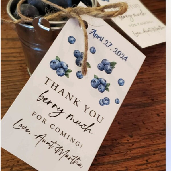 Editable Blueberry Favor Tags Berry First Birthday Blueberries Thank ...